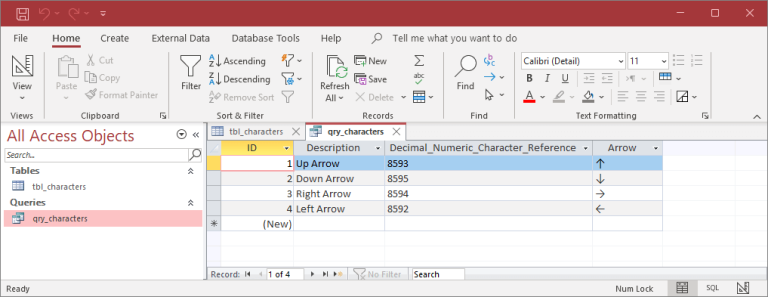 How to Display Arrow Characters in MS Access - Software Troop